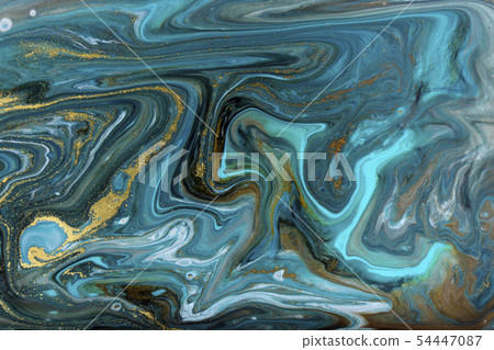 Bronze, blue and gold marbling pattern. Golden... - Stock Illustration ...
