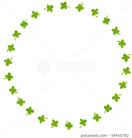 Hand drawn frame circle leaf four leaves yellow... - Stock Illustration ...