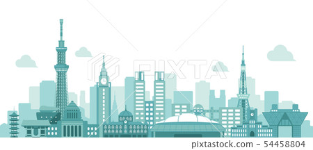 Tokyo cityscape landmarks buildings vector... - Stock Illustration ...