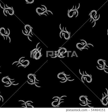 Seamless pattern of hand drawn vector dragon - Stock Illustration ...