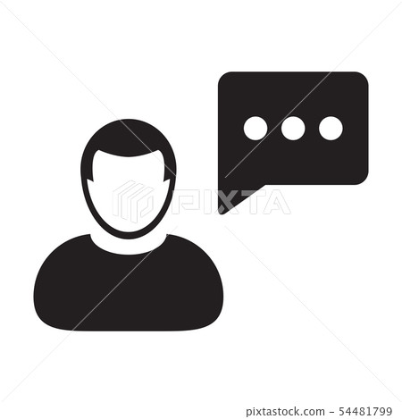 Chat icon vector male person profile avatar with - Stock Illustration ...