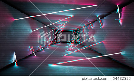 Glitch effect neon lamps design. Geometric... - Stock Illustration ...