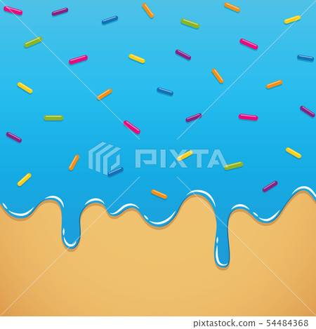 blue sweet melting icing with colorful sprinkles - Stock Illustration ...