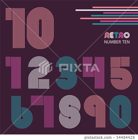 Retro stripes funky numbers set - Stock Illustration [54484428] - PIXTA