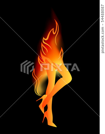female legs among fire flames vector - Stock Illustration [54488087 ...