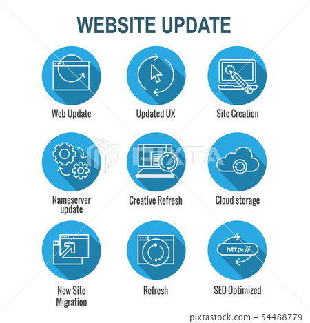 Website Update Icon Set with seo update, site - Stock Illustration ...