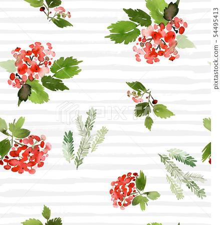 Seamless watercolor Christmas pattern with berries - Stock Illustration ...