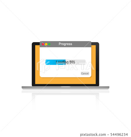Loading data window with progress bar on laptop - Stock Illustration ...