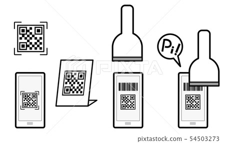 QR payment Bar code scan Electronic money... - Stock Illustration ...