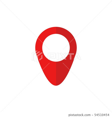 Red map pin icon in flat style. Pointer symbol,... - Stock Illustration [54510454] - PIXTA