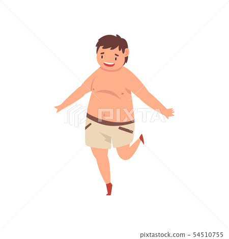 Happy Fat Boy Wearing Shorts, Cute Overweight... - Stock Illustration ...