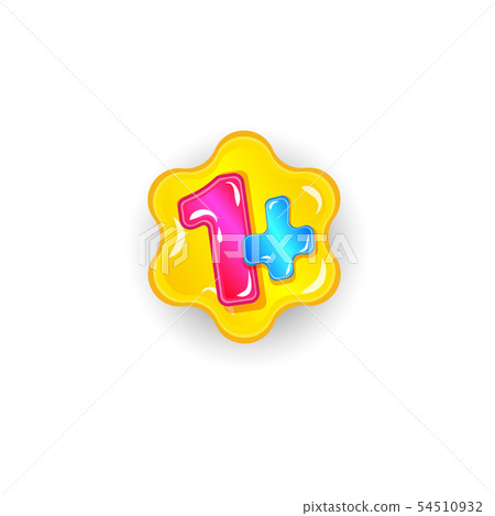 1+ one plus sign - isolated child age... - Stock Illustration [54510932 ...