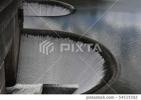 Blue soil dam semi-circular water supply port - Stock Photo [54515382 ...