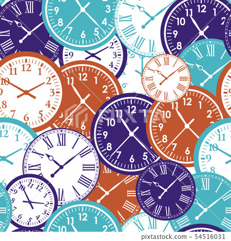 Clock`s seamless pattern. Color texture of time. - Stock Illustration ...