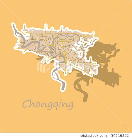 Chongqing City map . Vector illustration.... - Stock Illustration ...