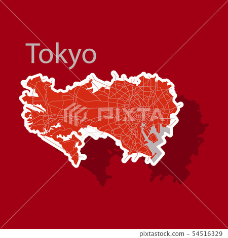 Japan Tokyo - Top view map showing streets... - Stock Illustration ...
