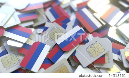 SIM cards with flag of Russia. Russian cellular... - Stock Illustration ...