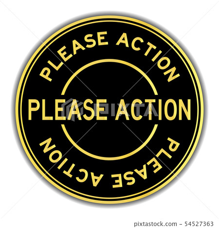 Black and gold color please action word round seal - Stock Illustration ...