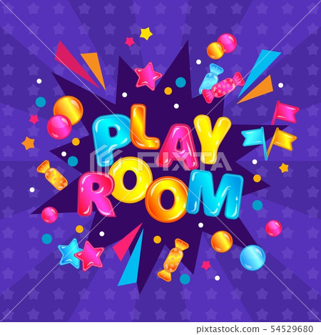 Children play room - colorful square banner... - Stock Illustration ...
