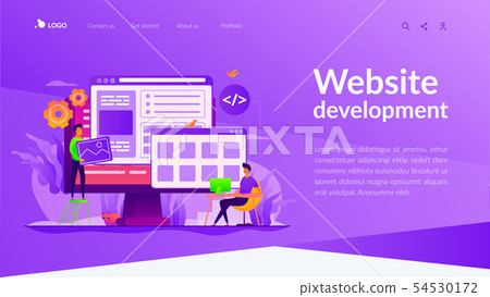Web development landing page template - Stock Illustration [54530172 ...