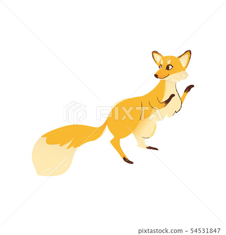 Side view of fox standing on hind legs with... - Stock Illustration ...