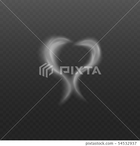 Transparent white steam fog in heart shape, two... - Stock Illustration ...