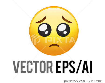 Vector yellow face pity pleading begging eyes icon - Stock Illustration ...