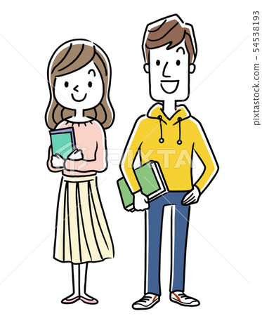 Smiling men and women, college students, students - Stock Illustration ...