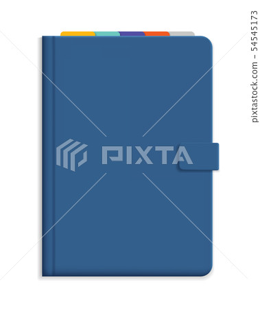 Vector illustration of blue diary with hard cover - Stock Illustration ...