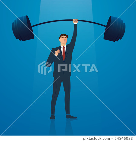 successful businessman weight lifting - Stock Illustration [54546088 ...