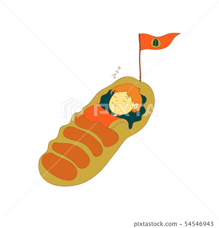 Boy scout sleeping in a sleeping bag. Vector... - Stock Illustration ...