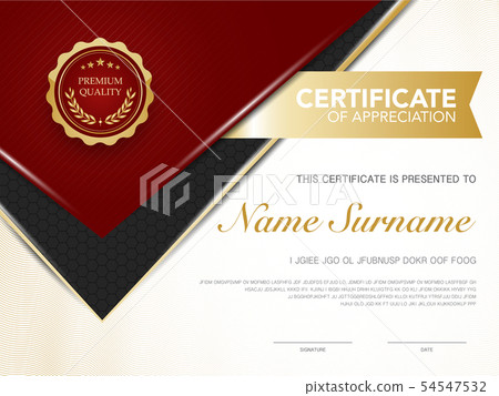 diploma certificate template red and gold color. - Stock Illustration ...
