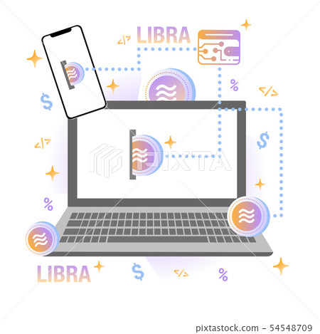 Facebook's Libra cryptocurrency concept design - Stock Illustration ...