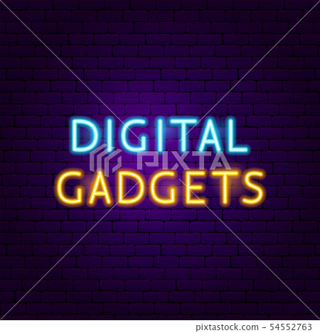 Digital Gadgets Text Neon Label - Stock Illustration [54552763] - PIXTA