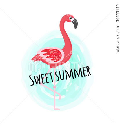 Sweet Summer, Pink Flamingo Bird Poster Design - Stock Illustration ...