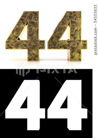 Golden number forty-four years style Zentangle - Stock Illustration ...