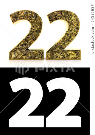 Golden number twenty-two years style Zentangle - Stock Illustration ...