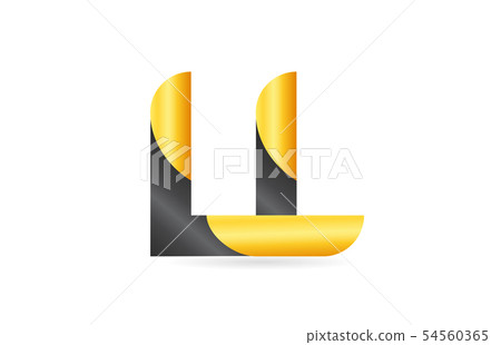 joined or connected LL L L yellow black alphabet - Stock Illustration ...