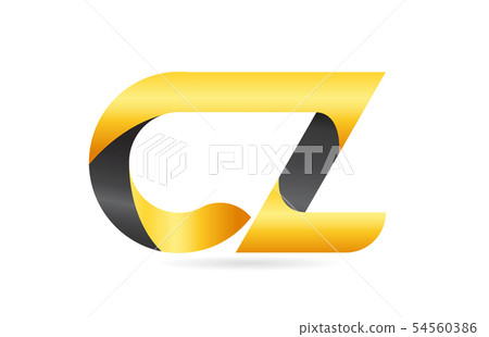 joined or connected CZ C Z yellow black alphabet - Stock Illustration ...