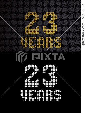 Golden number twenty-three years. 3D render - Stock Illustration ...