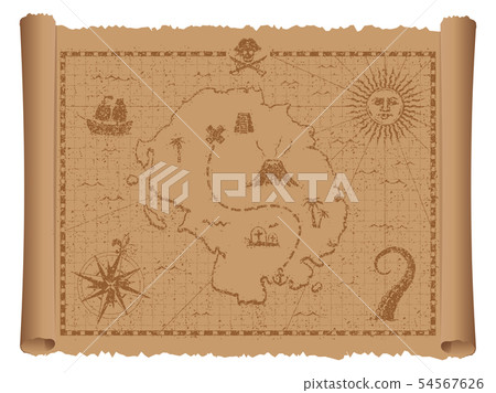 A map illustration of an old tattered treasure... - Stock Illustration ...