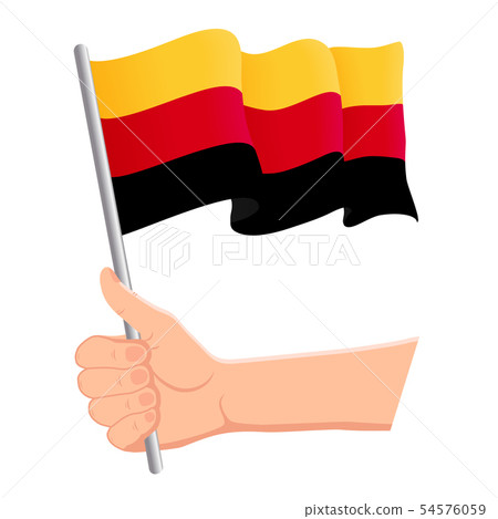 Hand holding and waving the national flag of... - Stock Illustration ...