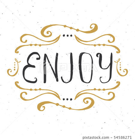 Enjoy lettering handwritten sign, Hand drawn - Stock Illustration ...