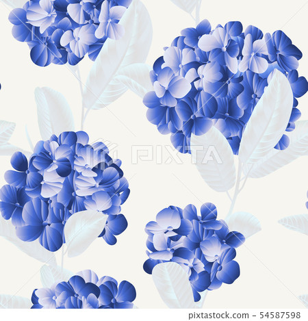 Seamless pattern, blue hydrangea flowers - Stock Illustration [54587598 ...