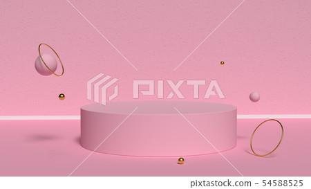 3d abstract background render. Pink platform... - Stock Illustration ...