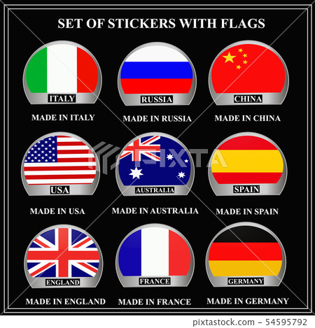 Set of stickers with flags. - Stock Illustration [54595792] - PIXTA