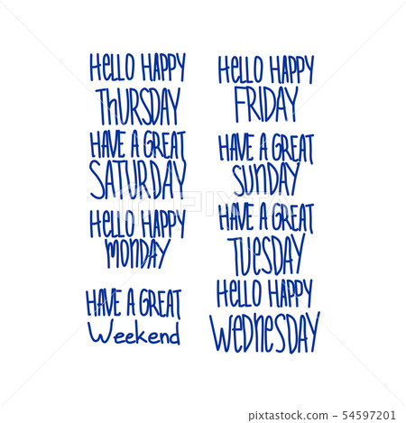 Vector hand lettering set of the days of the week - Stock Illustration ...