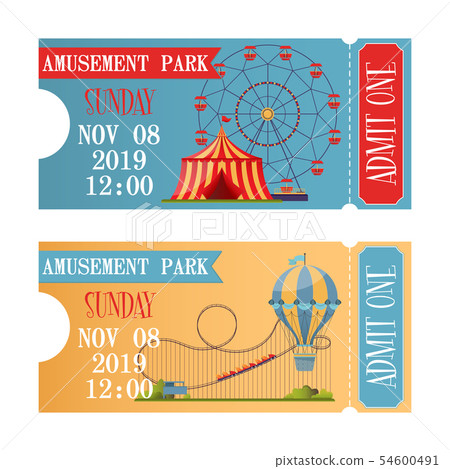 Amusement park tickets in flat design style. - Stock Illustration ...