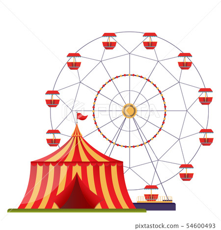 Flat design template with ferris wheel and circus - Stock Illustration ...