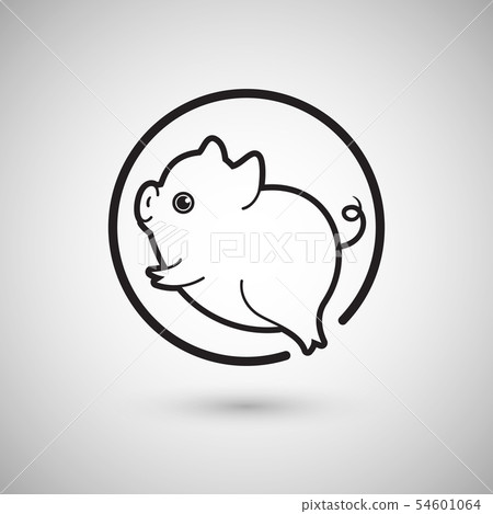 Cute little pig icon in the shape of a circle, New - Stock Illustration ...